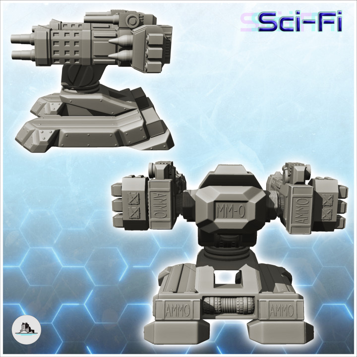 3D Printable Turret with double laser cannon and missile launcher (2 ...