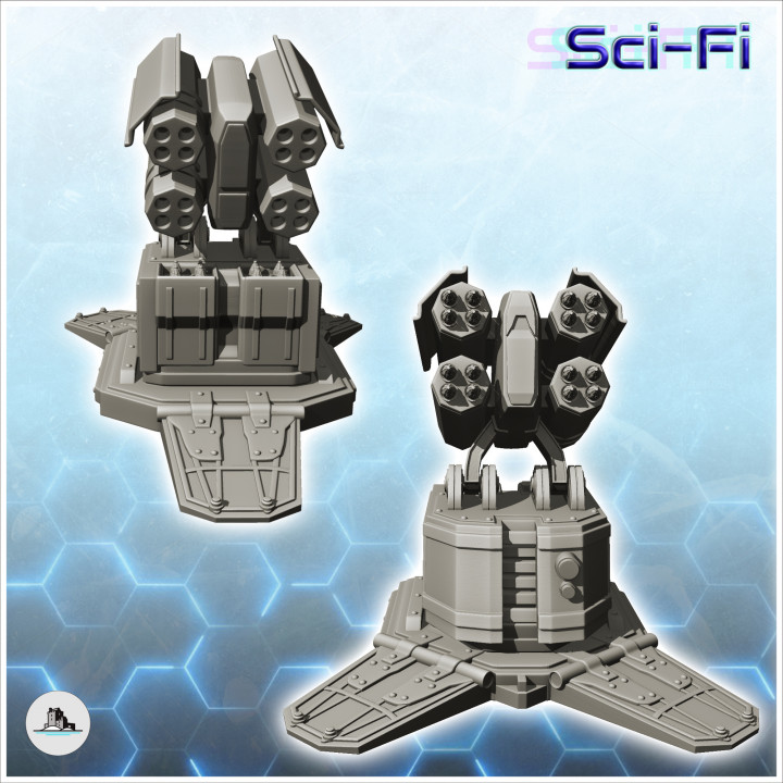 3D Printable Rocket turret with four quadruple baskets (5) - Future Sci ...