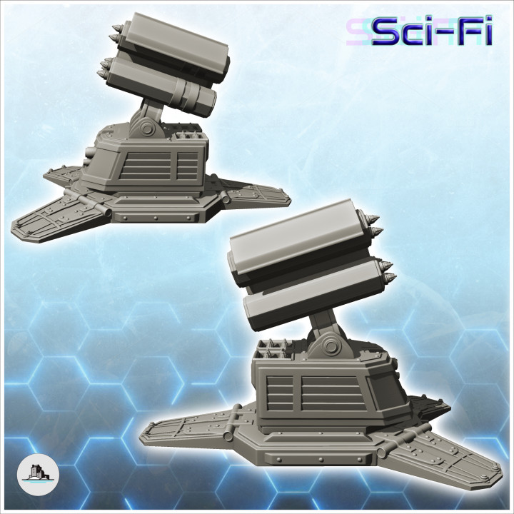 3D Printable Rocket turret with four quadruple baskets (5) - Future Sci ...