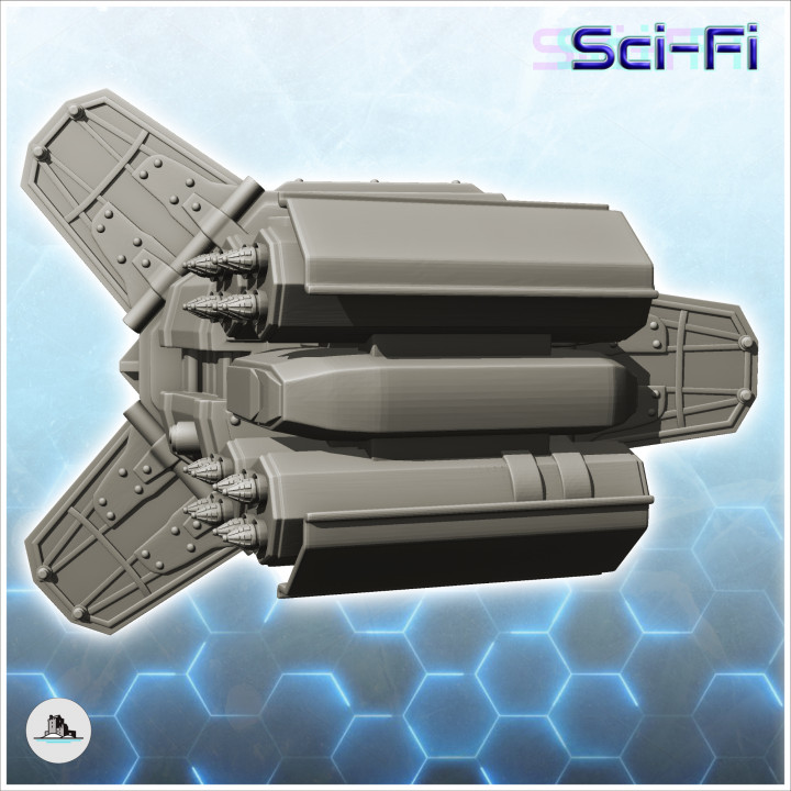 3D Printable Rocket turret with four quadruple baskets (5) - Future Sci ...