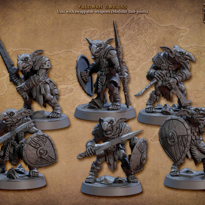 3D Printable Faldorn Goblins (Complete Set - 46) by Artisan Guild