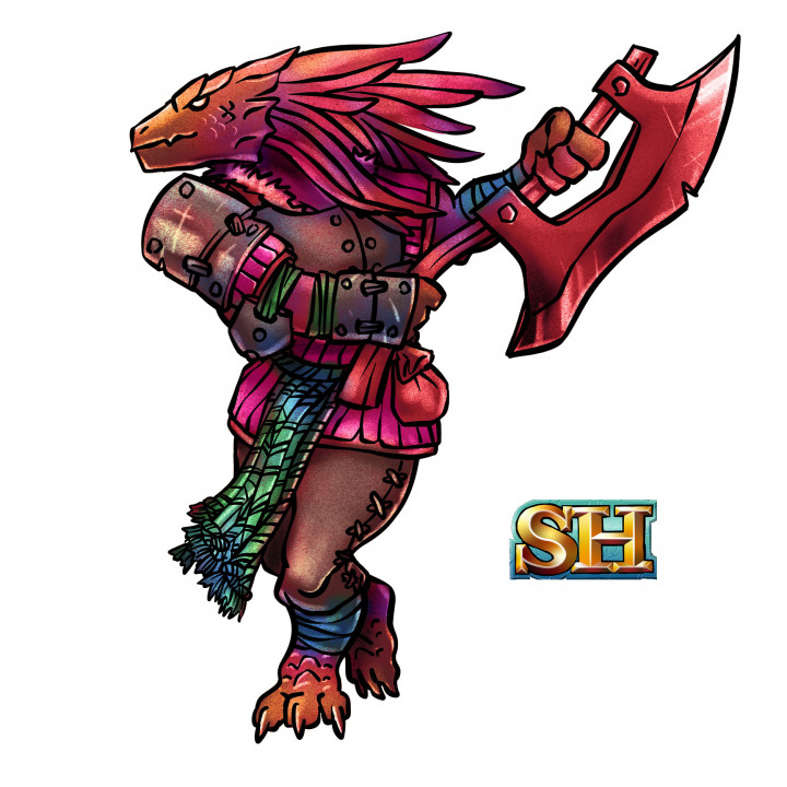 3D Printable Female Dragonborn Fighter by Stonehaven Miniatures