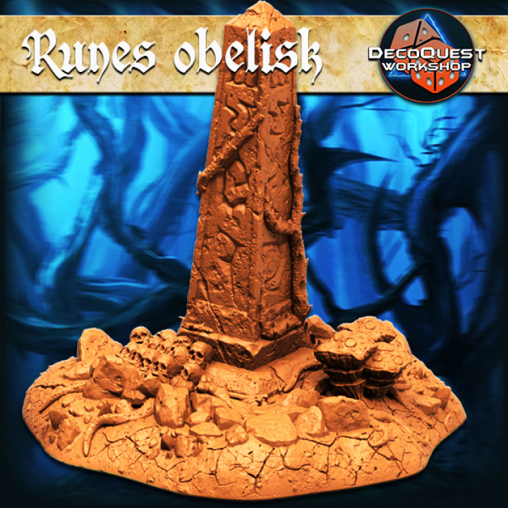 3D Printable Runes obelisk by DecoQuest Workshop