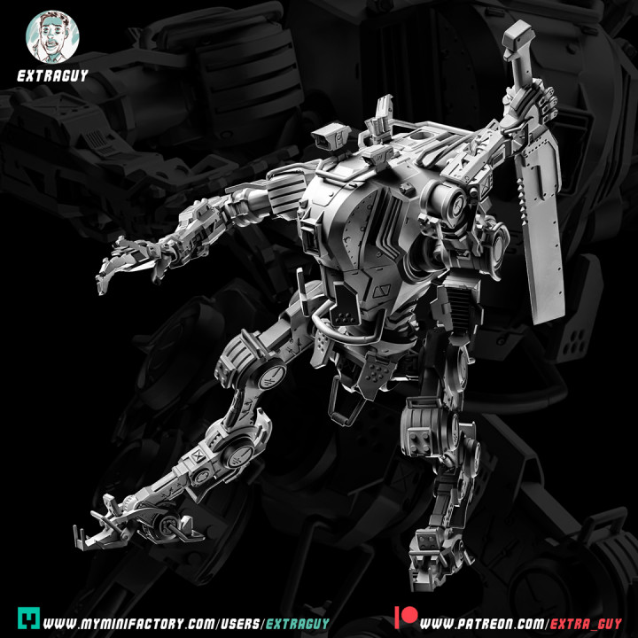 3D Printable Blade Wielding Mech 100mm by Extra Guy