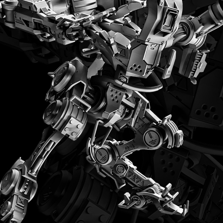3D Printable Blade Wielding Mech 100mm by Extra Guy