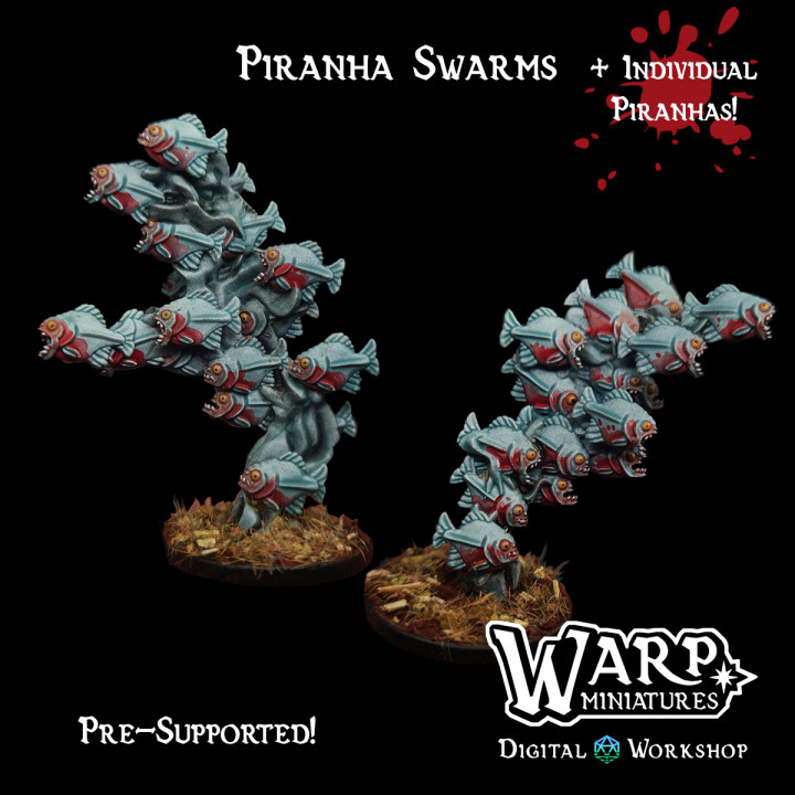 3D Printable Piranha Swarms by Warp Miniatures