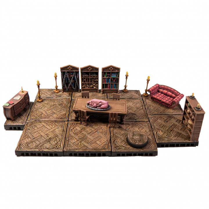 3D Print of Manor wood floors tiles & bases by ThreatFactory