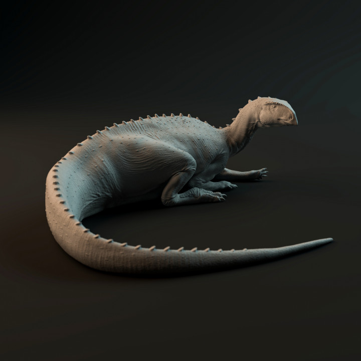 3D Printable Tenontosaurus resting 1-35 scale pre-supported dinosaur by ...