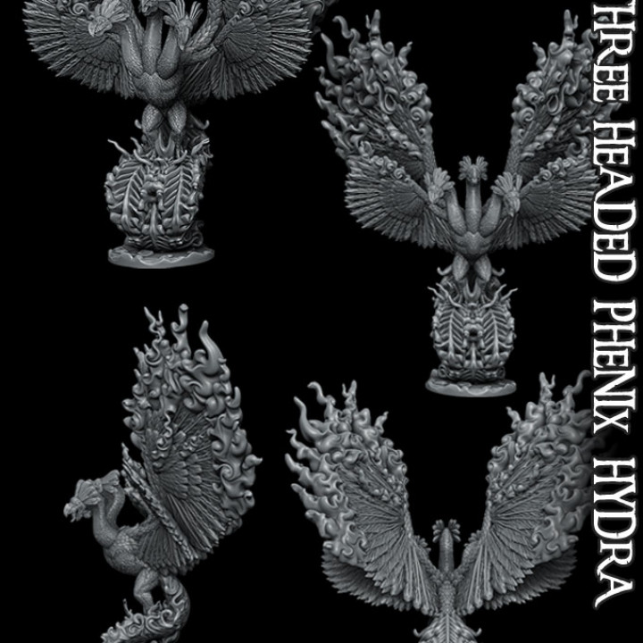 3D Printable Three Headed Phoenix Hydra by RocketPigGames
