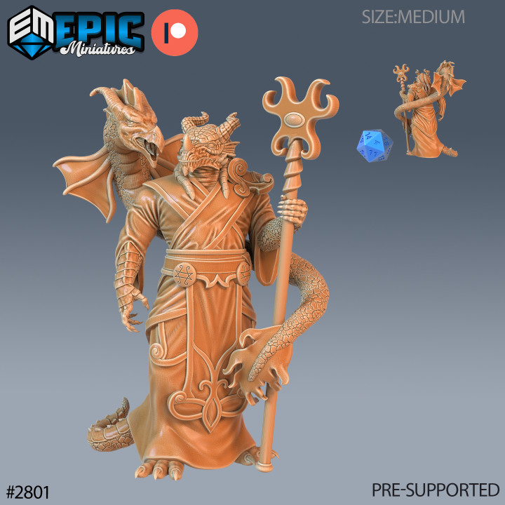3D Printable Dragonborn Priest Set / Draconic War Lizard / Reptile ...
