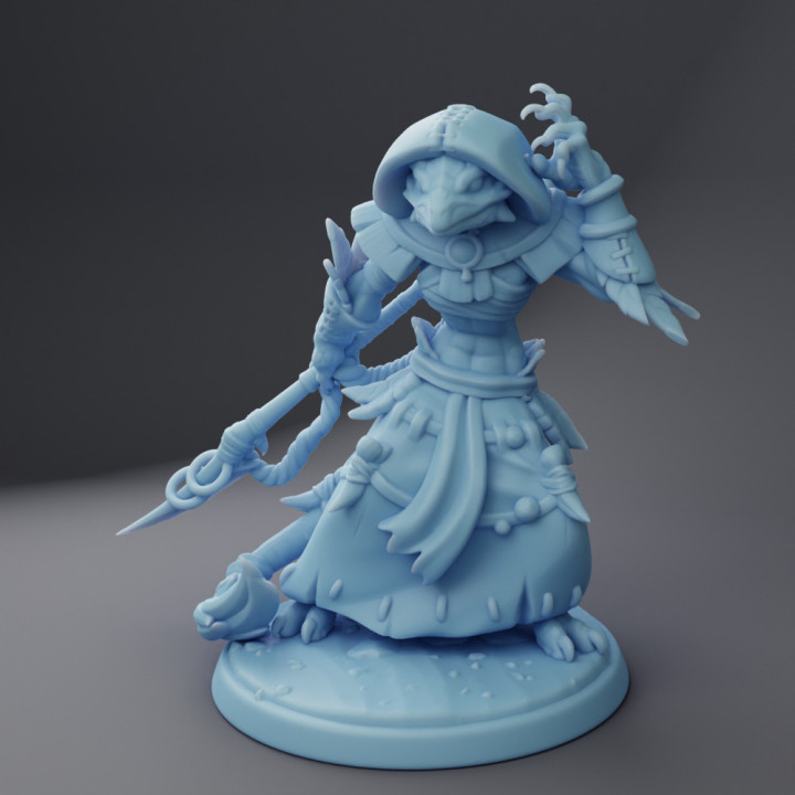 3D Printable Lizard-folk Shaman, and variants by Twin Goddess Miniatures
