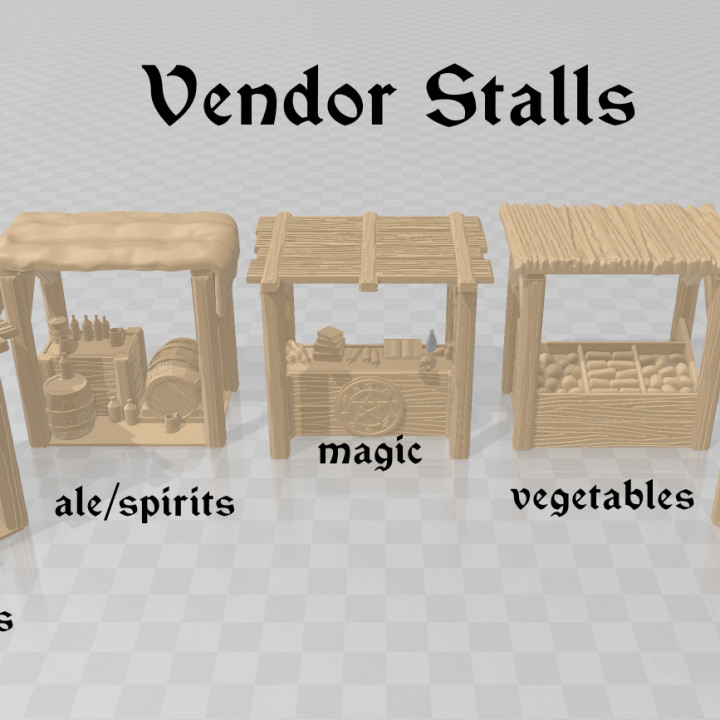 3D Printable Medieval Style Market Vendor stalls by brander roullett