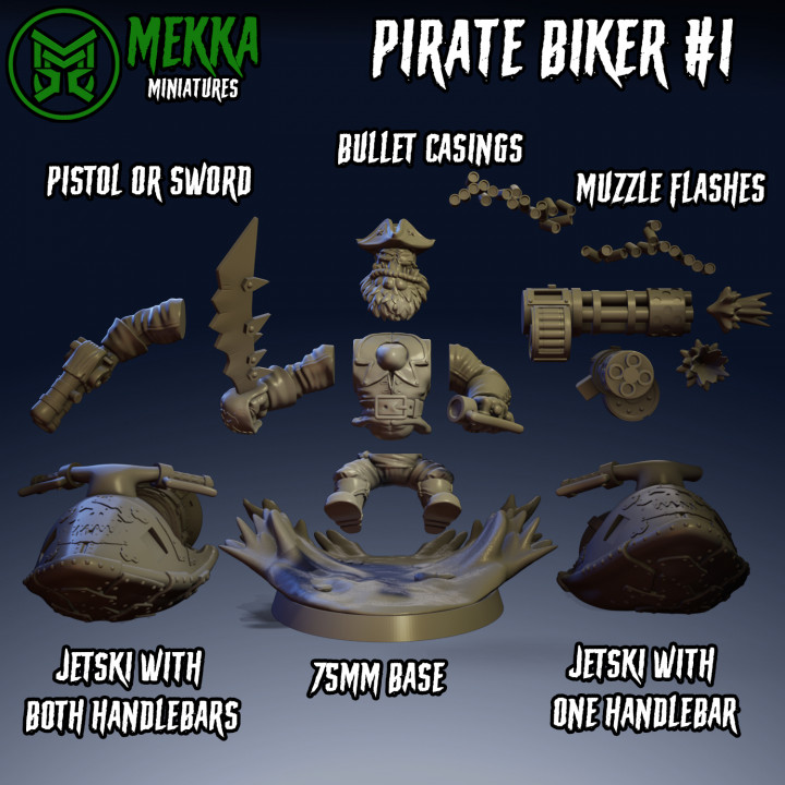 3D Printable Pirate Biker Set by Mekka Miniatures