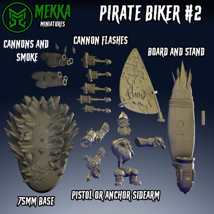 3D Printable Pirate Biker Set by Mekka Miniatures