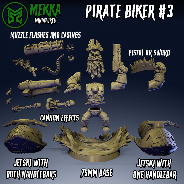 3D Printable Pirate Biker Set by Mekka Miniatures
