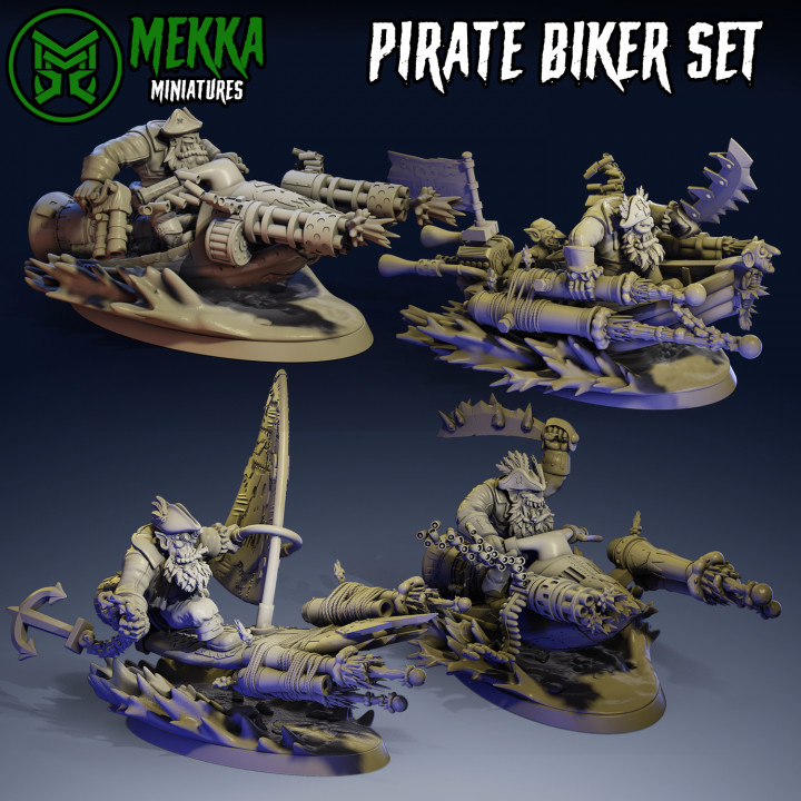 3D Printable Pirate Biker Set by Mekka Miniatures