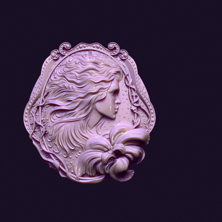 3D Printable cameo with a girl by Viktoriya Kabanova