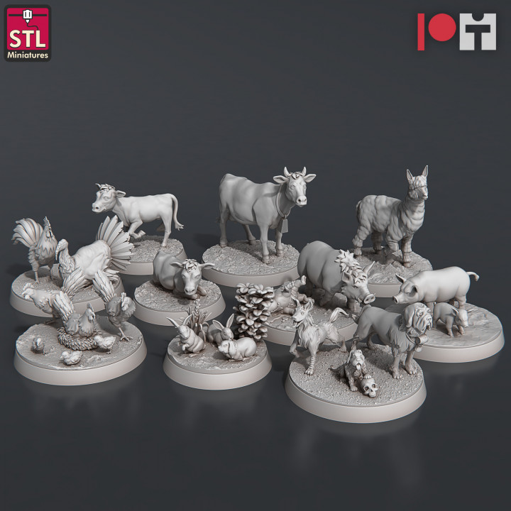 3D Printable Farm Animals Set by STL Miniatures
