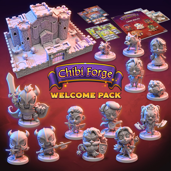 3D Printable Chibi Forge - Welcome Pack by Titan Forge Miniatures