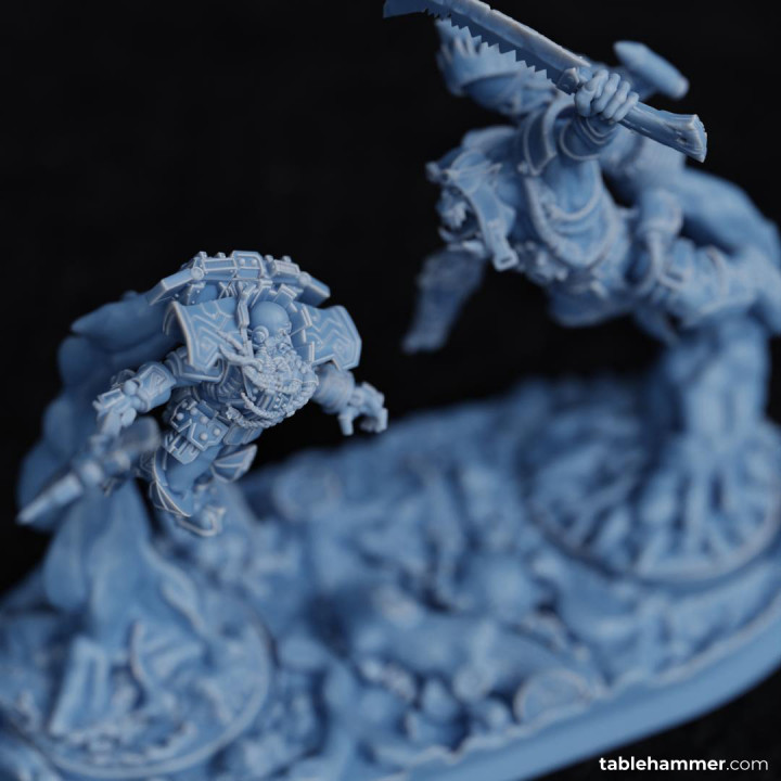3D Printable Duel in the stratosphere - Dwarf vs Orc - Tablehammer x ...