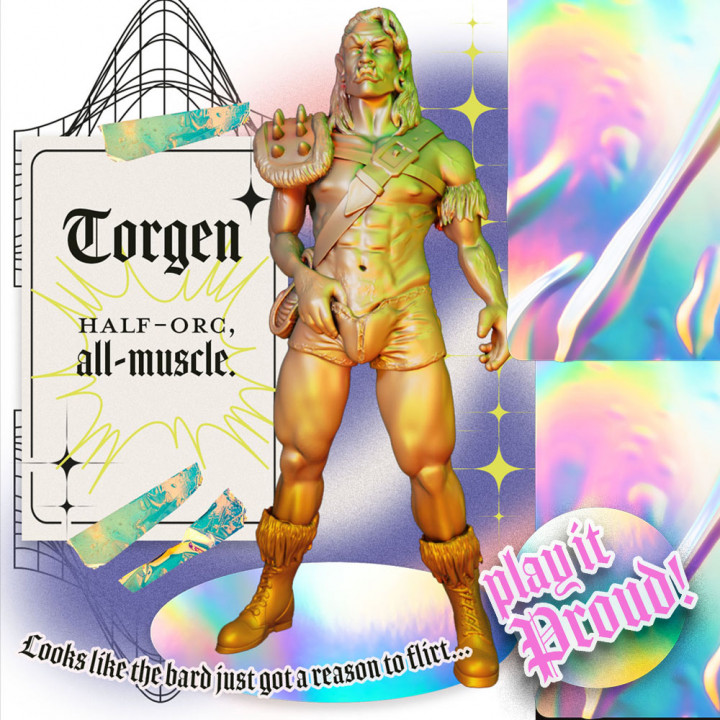3D Printable Torgen - Half Orc, All Muscle by Gametee 3d Miniatures