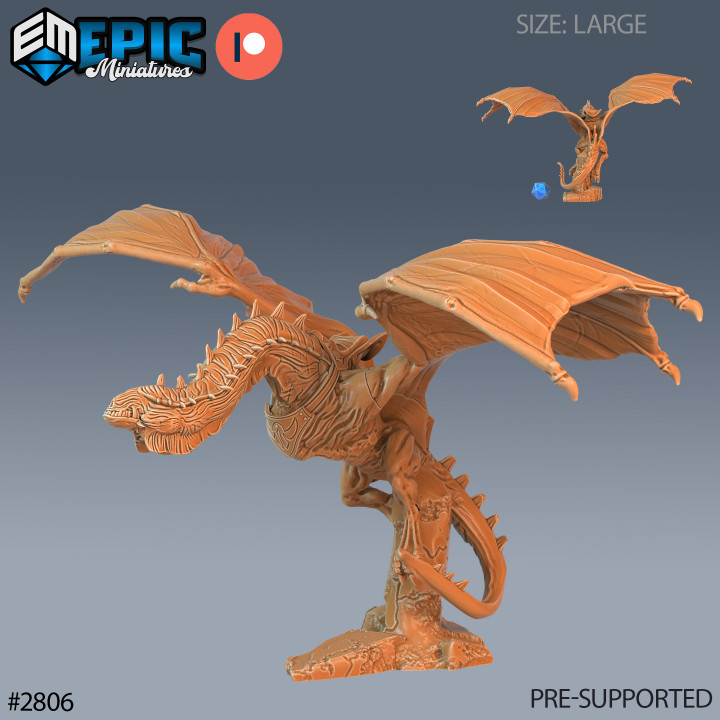 3D Printable Cave Wyvern Flying Mount / Bulky Dragon / Winged Drake ...