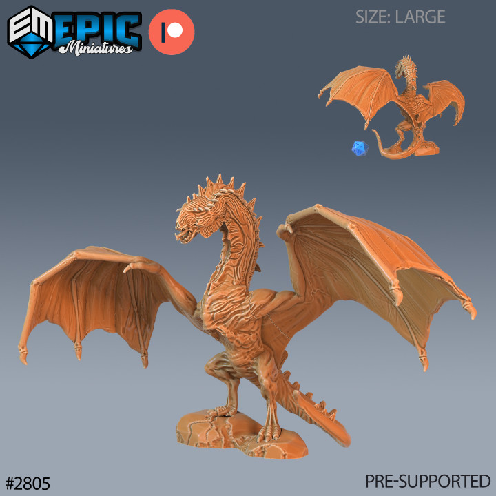 3D Printable Cave Wyvern Set / Bulky Dragon / Winged Drake / Draconic ...