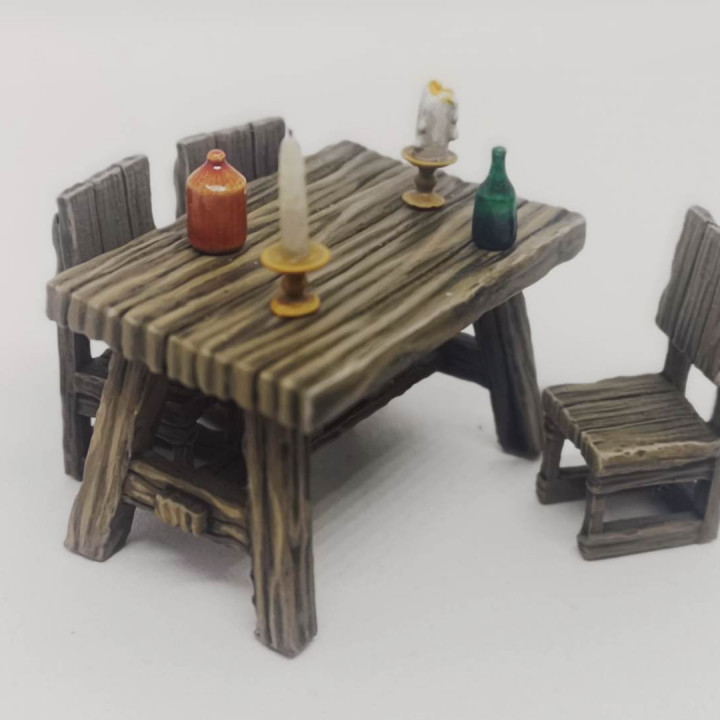 3D Printable Rough Table Set by The Forge of Many Things