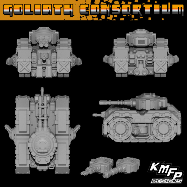 3D Printable Goliath Consortium Iron Tanks (6-8mm) by KMFP Designs