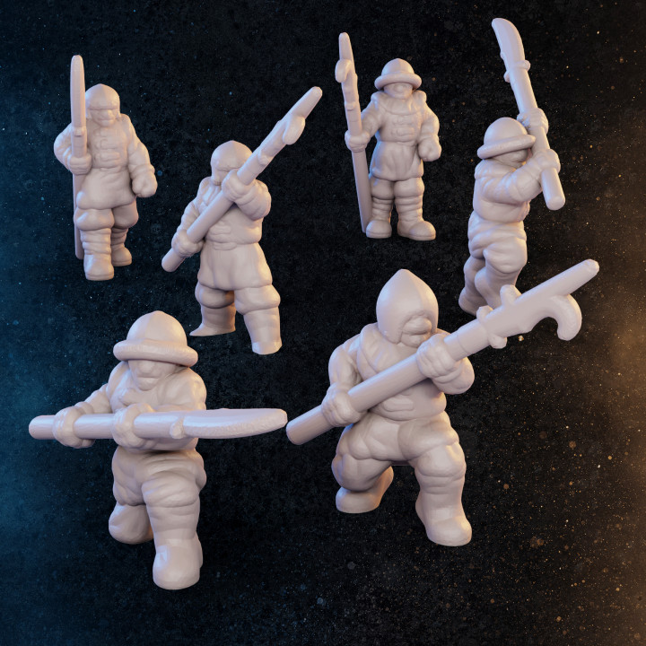 3D Printable 6mm - Late Medieval - Infantry by Productions Diratia