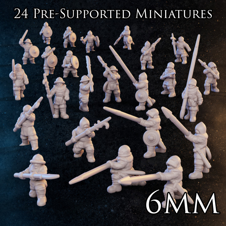 3D Printable 6mm - Late Medieval - Infantry by Productions Diratia