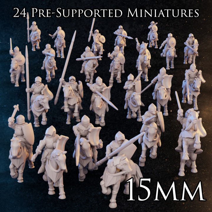 3D Printable 15mm - Cavalry - Late Medieval by Productions Diratia