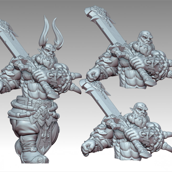 3D Printable Akuma, Oni Clan Leader by Gaz Minis