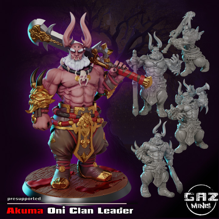 3D Printable Akuma, Oni Clan Leader by Gaz Minis