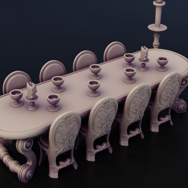 3D Printable Noble Table & Chairs by The Forge of Many Things