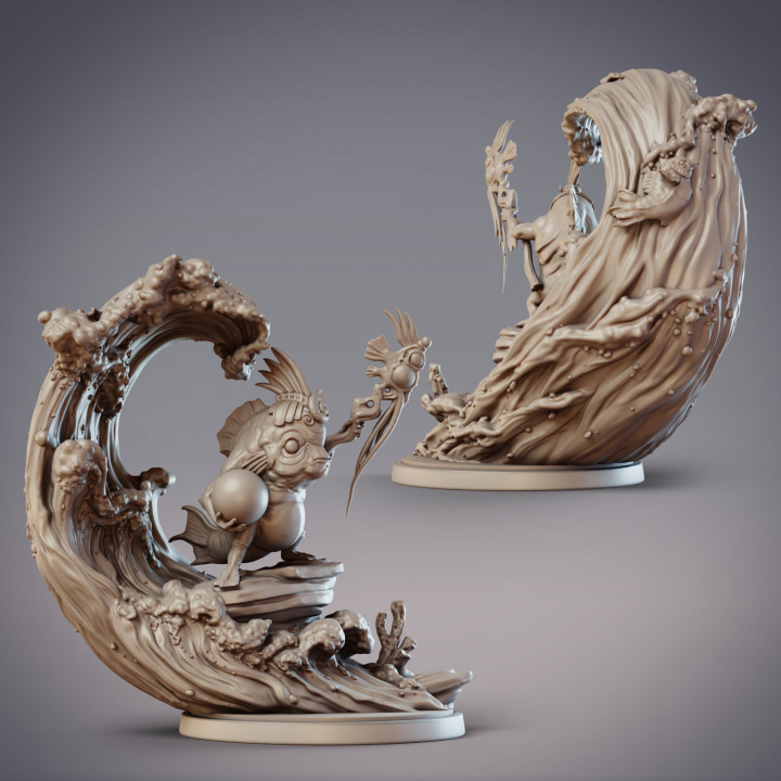 3D Printable Fishfolk Mage - Gishima, Sommos Mago Tidecaller (Pre ...