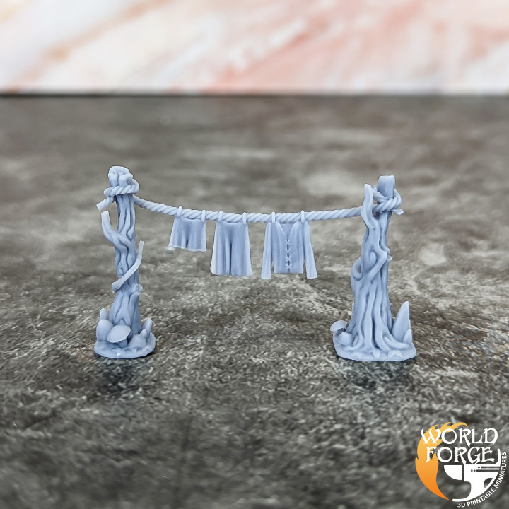 3D Printable Washing Line by World Forge Miniatures
