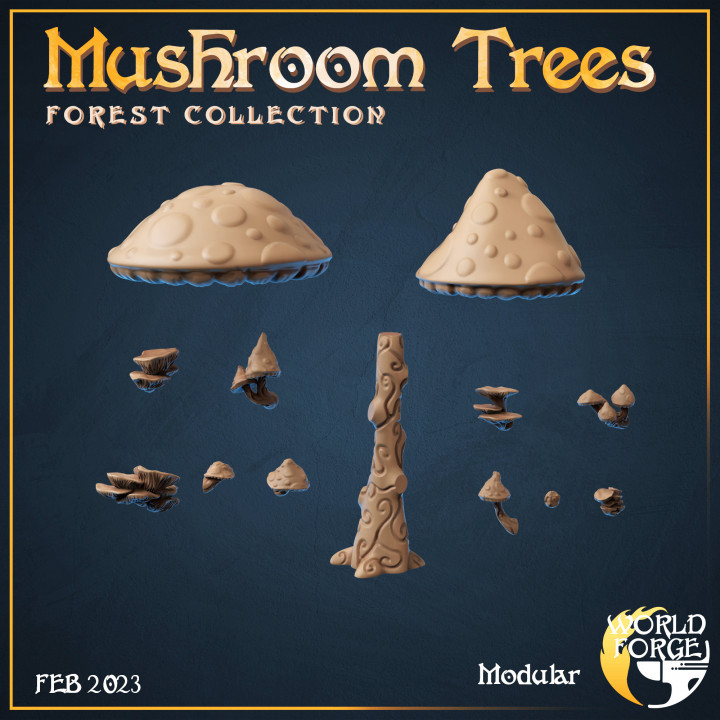 3D Printable Mushroom Trees (modular) by World Forge Miniatures