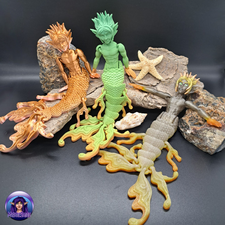 3D Printable Merman Jesper - Articulated by MysticSaige