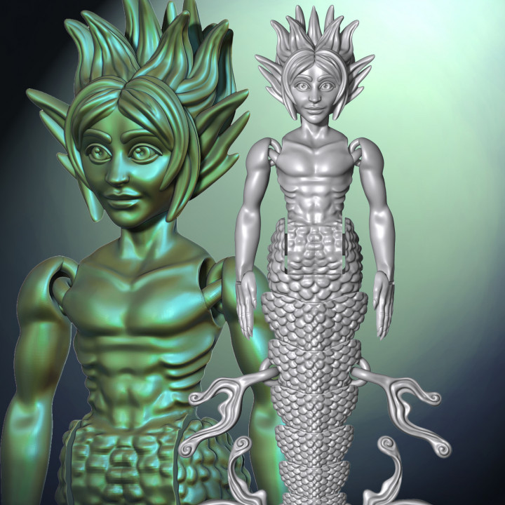 3D Printable Merman Jesper - Articulated by MysticSaige