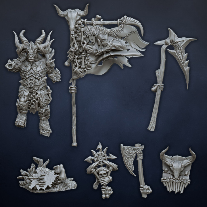 3D Printable Chieftain of the Beastmen by Dragon's Lake Miniaturas