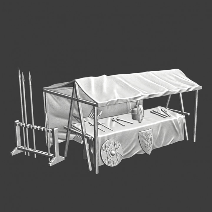 3D Printable Medieval Market Stall - Arms dealer edition by Northern ...