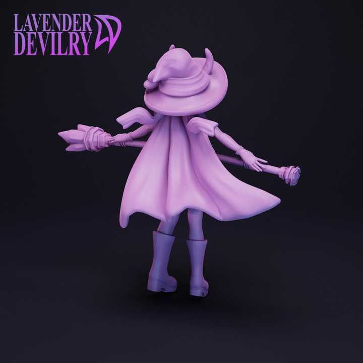 3D Printable Plum, Magical Mischievous Miscreant Tiefling Witch Girl by Lavender Devilry