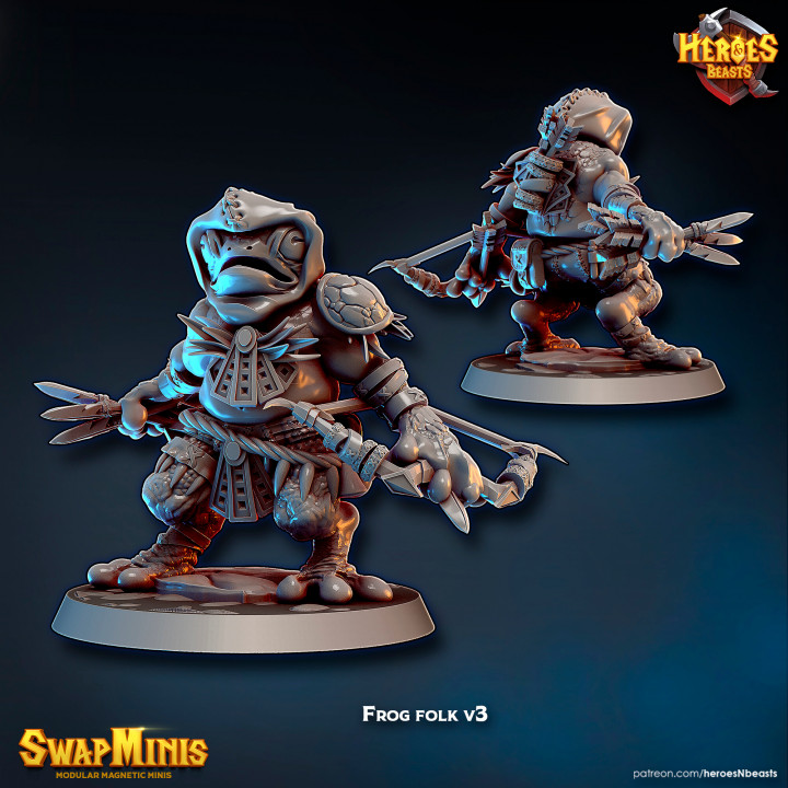 3D Printable 51 Swapmini 51 - frog folk / bullywug by Heroes and Beasts