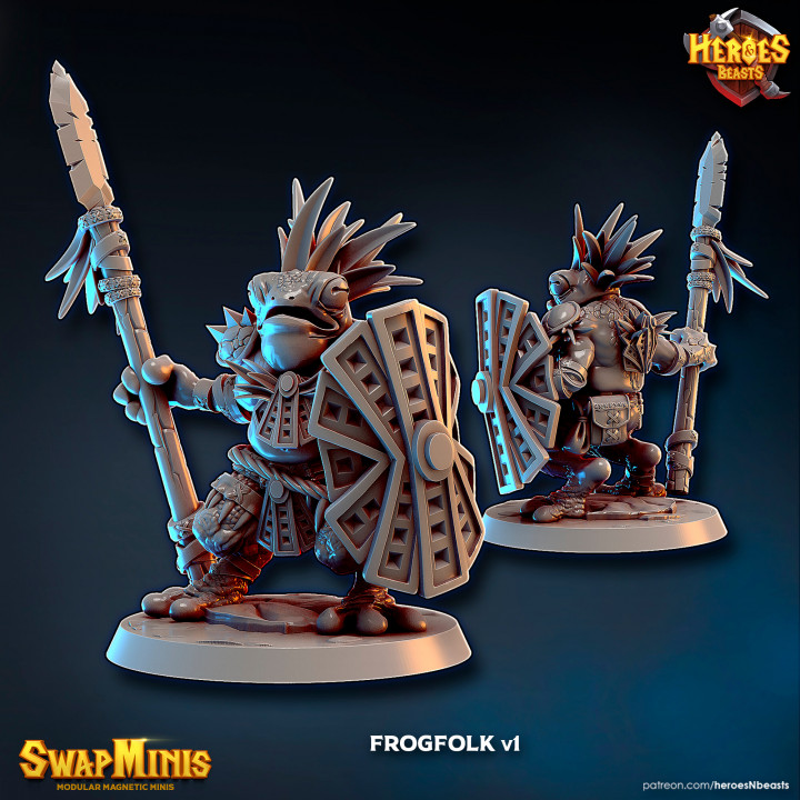 3D Printable frogfolk v1 by Heroes and Beasts