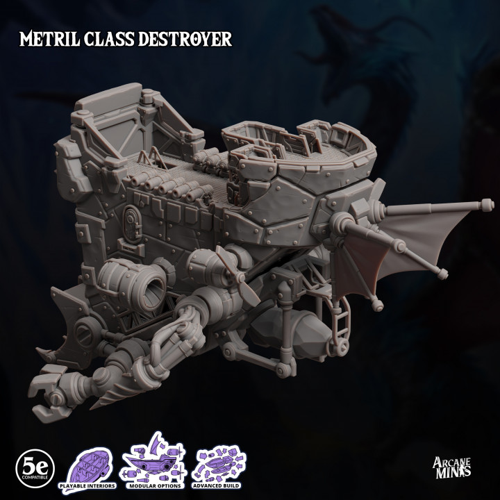 3D Printable Airship - Metril Class Destroyer by Sordane Publishing