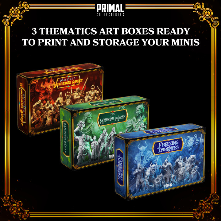 3D Printable 3 thematic art boxes - MASTERS OF DUNGEONS QUEST by PRIMAL ...