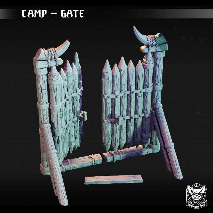 3D Printable Camp Terrain - Gate (functional) by Dungeon Dog
