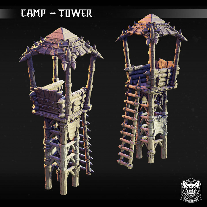3D Printable Camp Terrain - Tower (modular) by Dungeon Dog