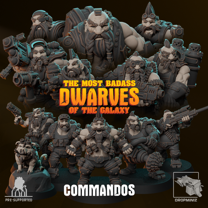 3D Printable Sci-Fi Dwarf Commandos by DropMiniz